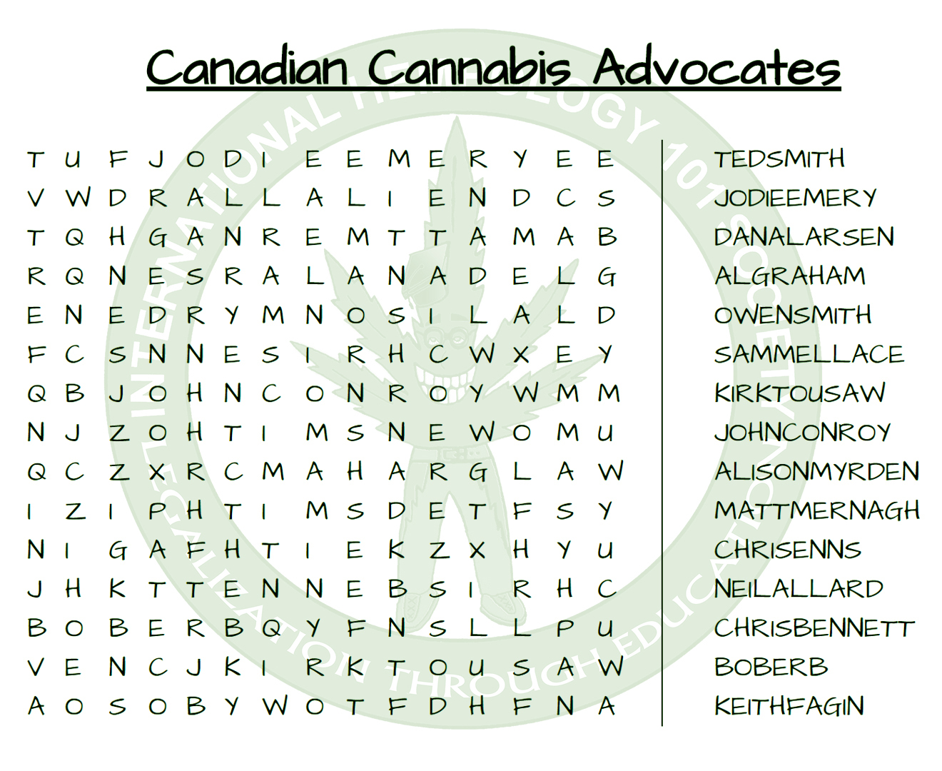 Play the Cannabis Advocates Word Search Puzzle - Cannabis Digest